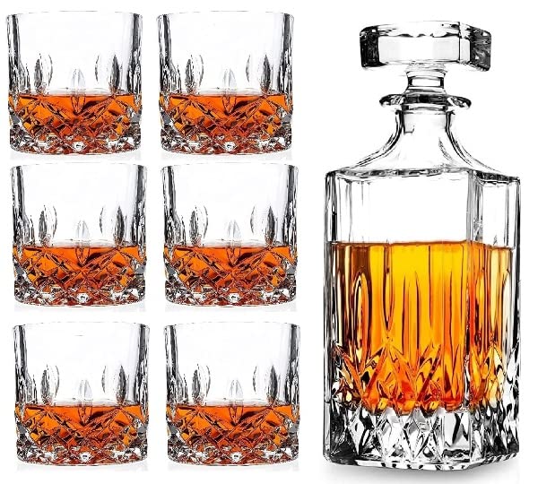 TQG Italian Premium Whiskey Decanter Set with Glasses,Crystal Whiskey ...