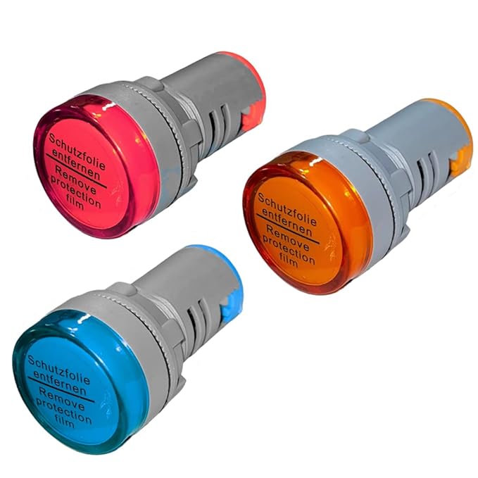 LEYDEN® 12-220V AC/DC Multiple Voltage 4 LED Round Indicator 22mm Panel ...