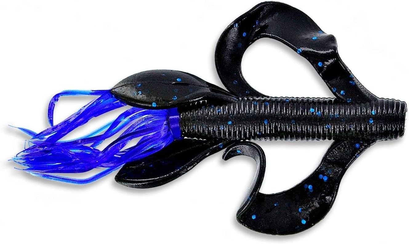 Amazon.com : Black Royal Blue Tail Soft Plastic Creature Bait Fishing ...