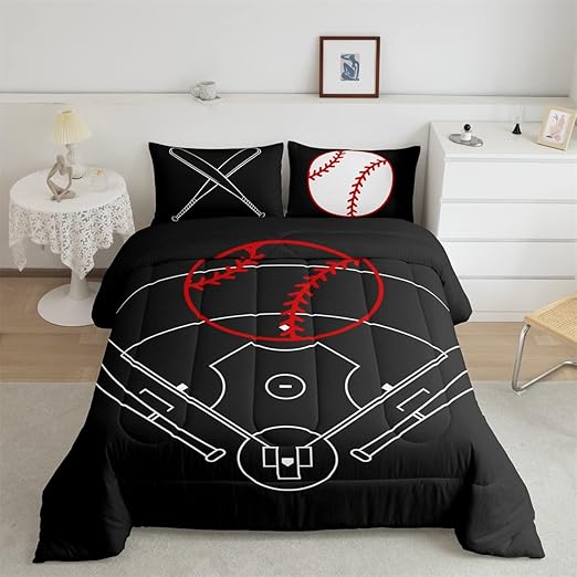 Amazon.com: Baseball Field Print Bedding Comforters Queen Size,Boys ...