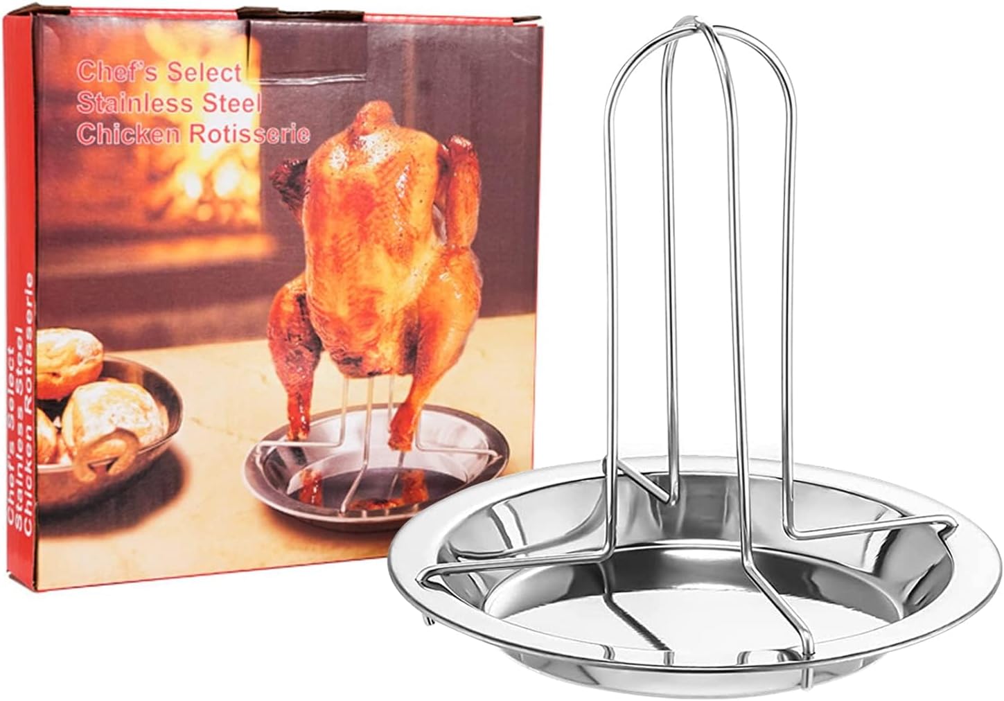 ZARADU Vertical Roaster Holder With Drip Oil Pan - Chicken Roaster Rack ...
