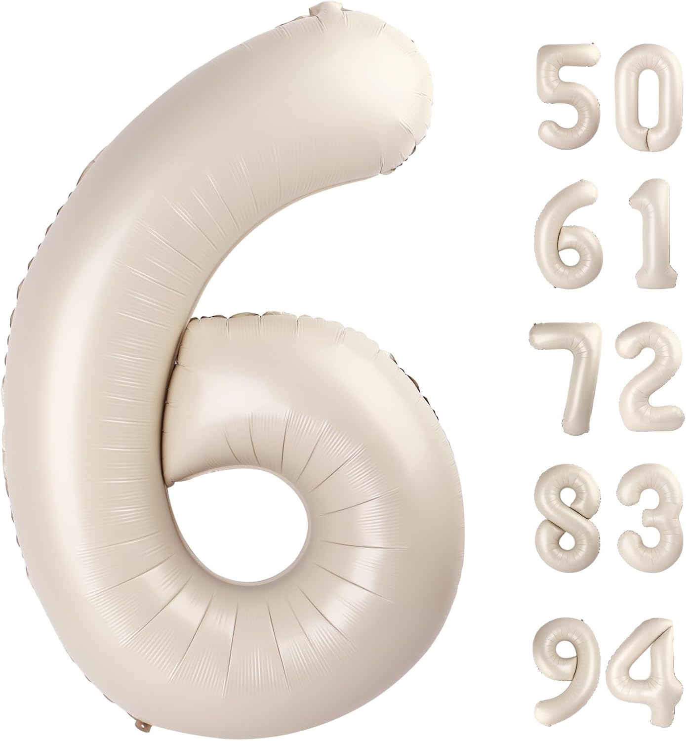Amazon.com: Cream 6 Balloon, Number Balloons 40 Inch, 6th Balloons for ...