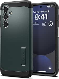 Amazon.com: Spigen Tough Armor Designed for Galaxy S24 FE Case (2024) [Kickstand] - Abyss Green ...