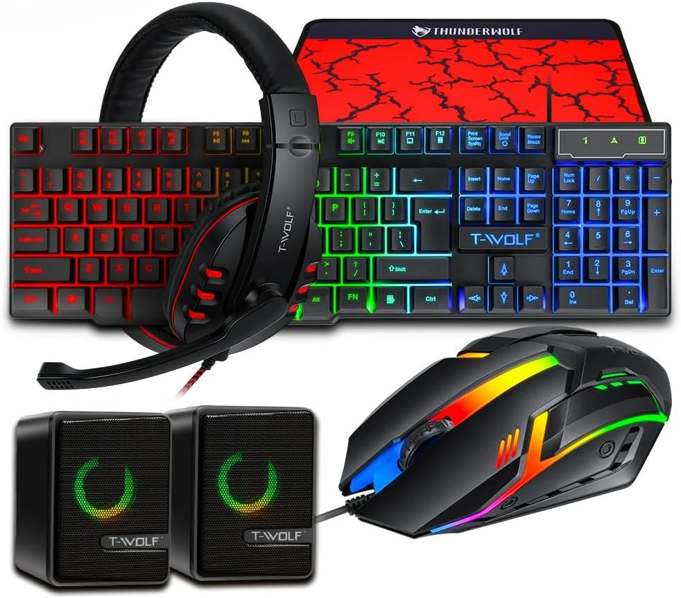 Amazon.com: Gaming Keyboard and Mouse Set and Mouse pad,Headset,Speaker ...