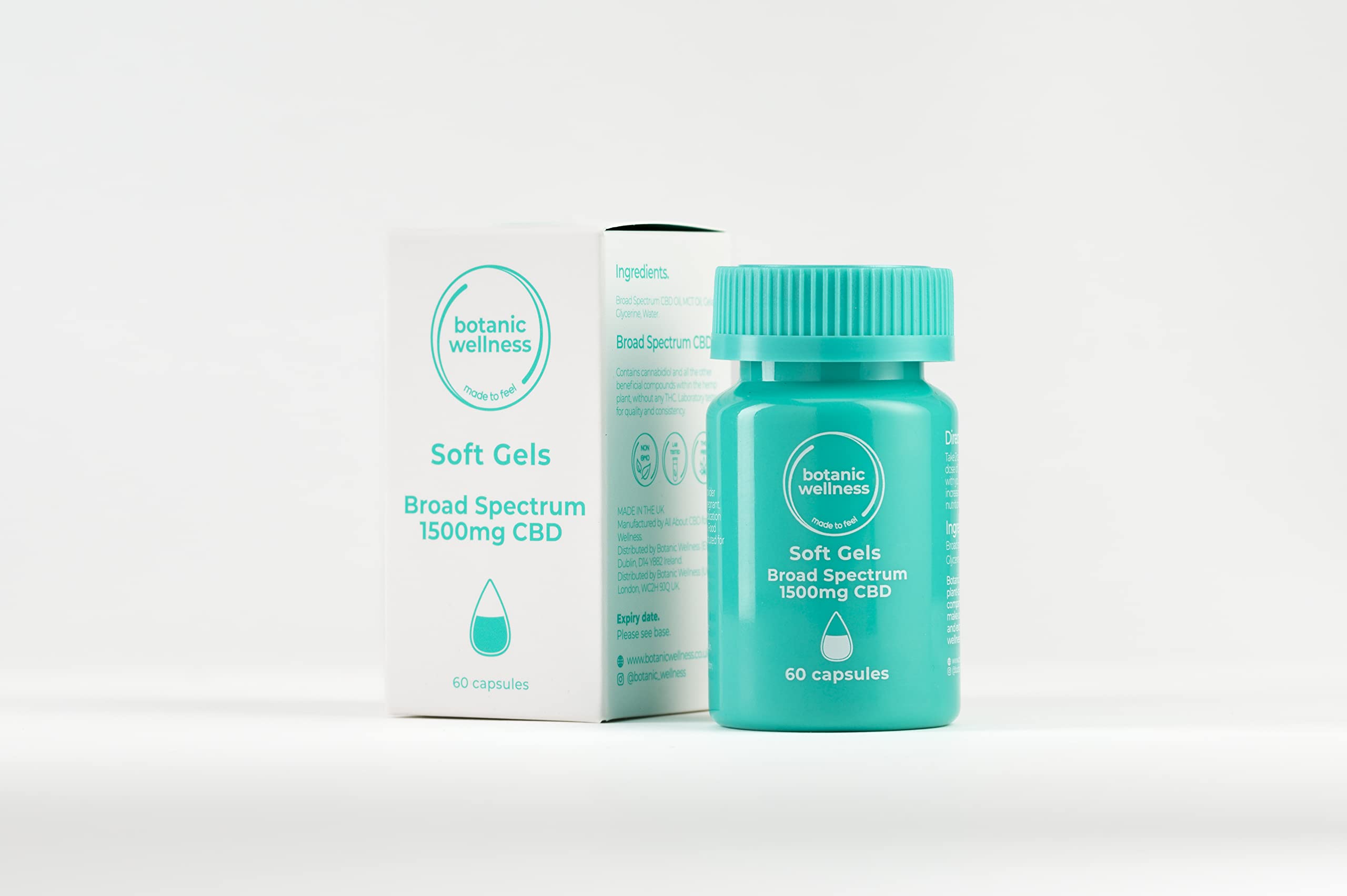 Botanic Wellness CBD High Strength 1500MG Gel Capsules 60PCS Broad ...