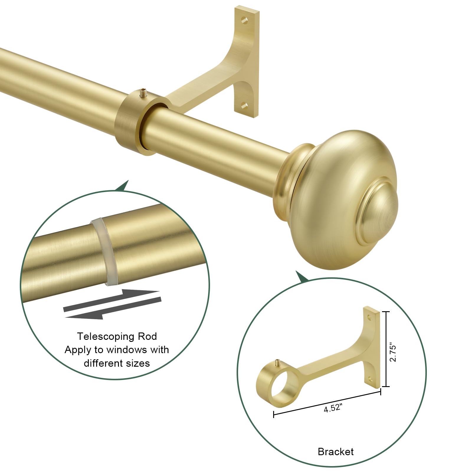 1-Inch Diameter Window Curtain Rods, Drapery Window Curtain Rod for 28 ...