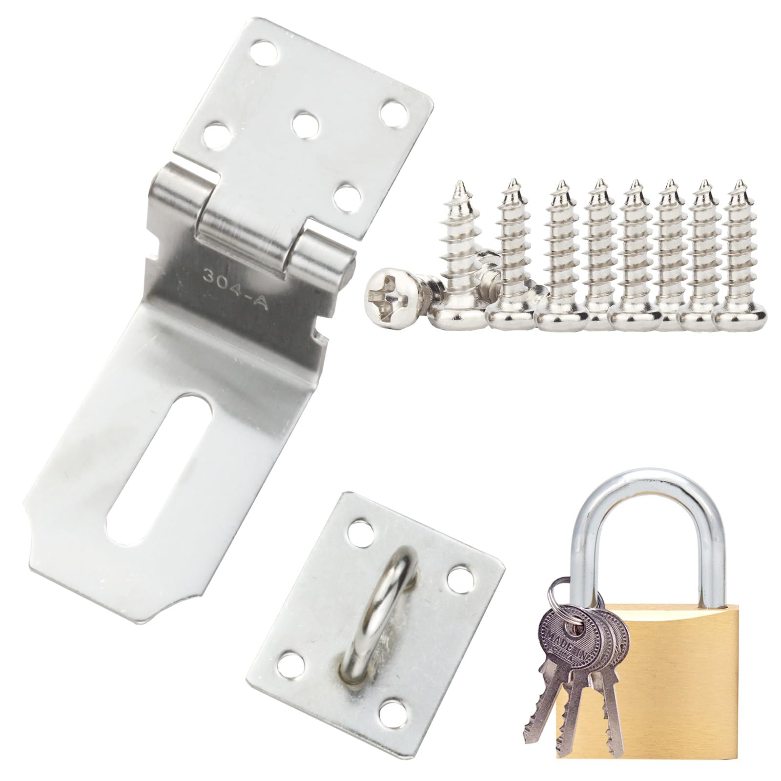 Snapklik.com : Arlai 4" Stainless Steel Door Hasp Latch 90 Degree ...