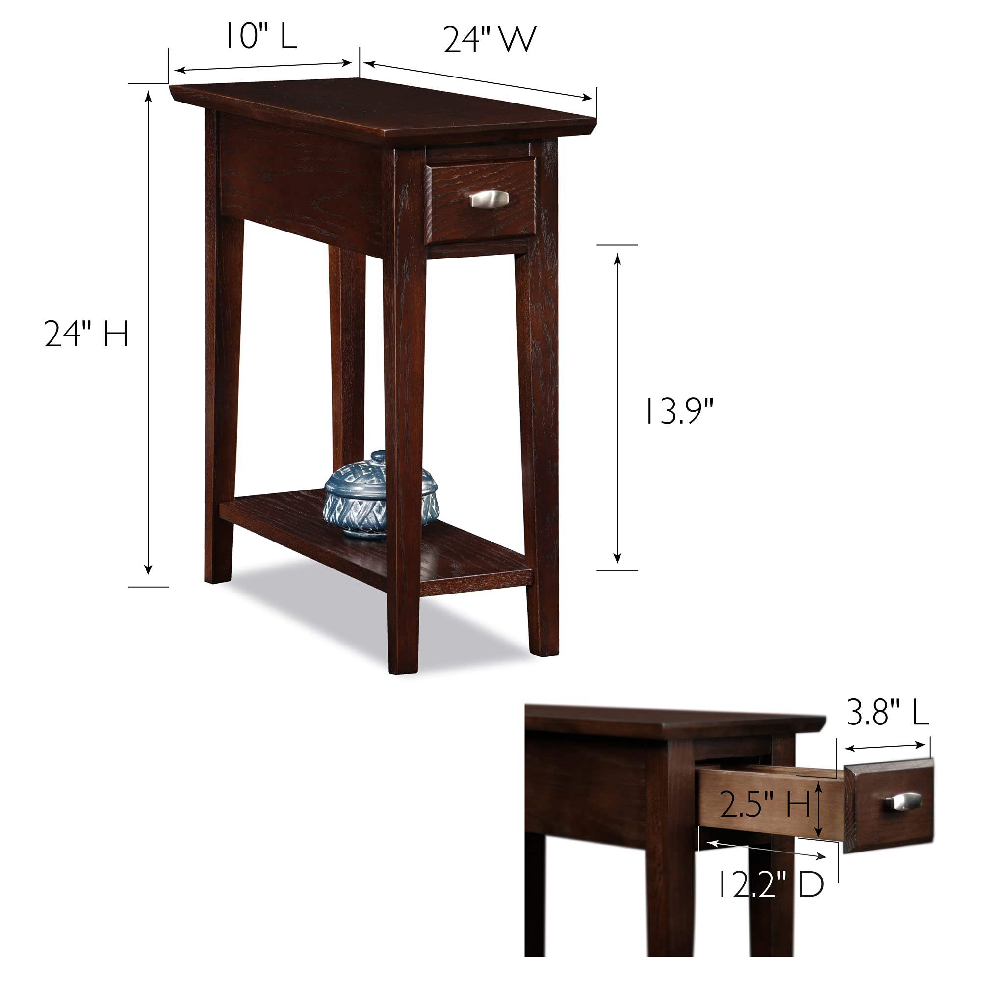 Leick Chairside End Table | Narrow Recliner Side Table | Solid Wood 10 ...