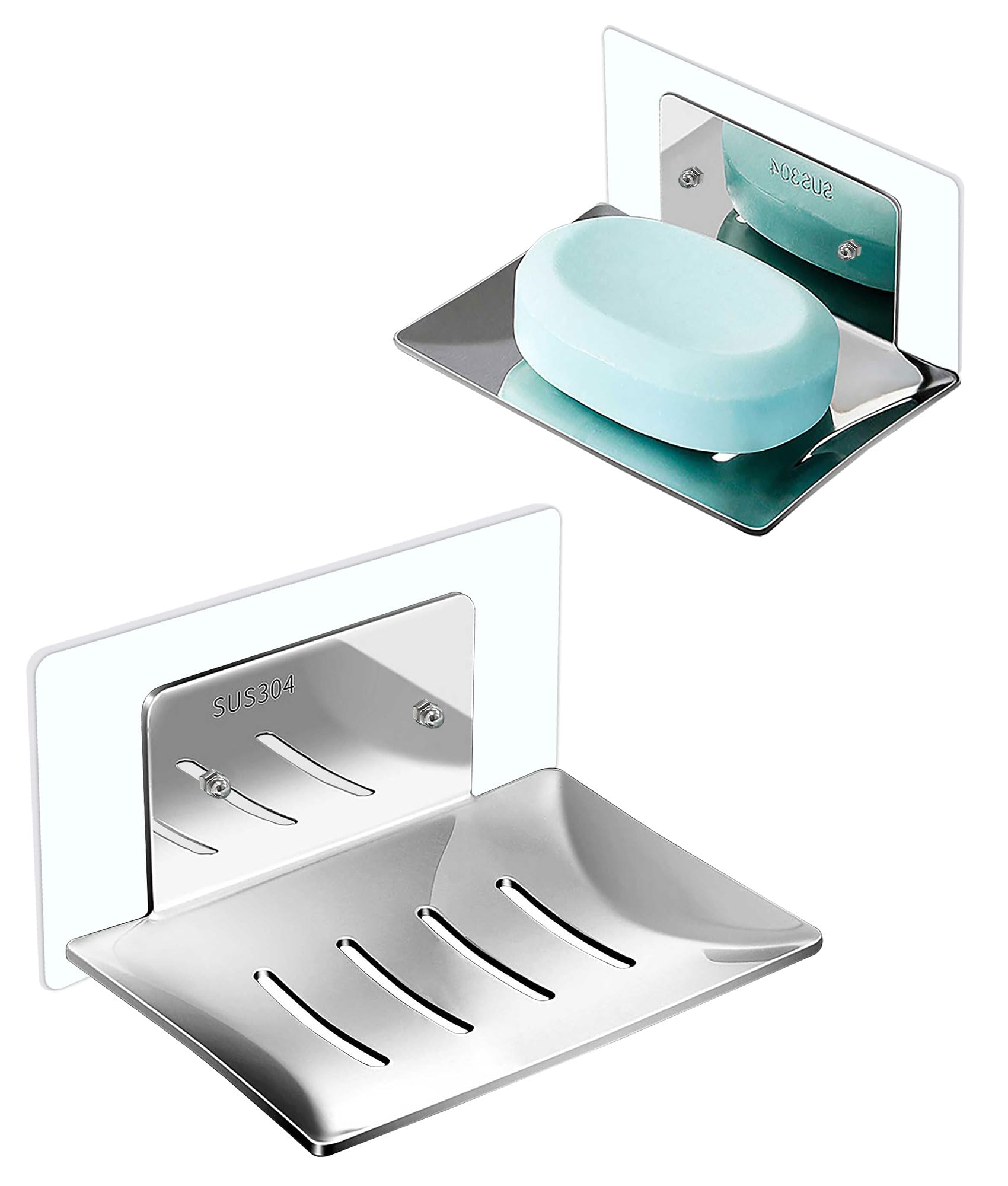 Amazon.com: 2 Pack Stainless Steel Soap Holder for Shower Wall ...