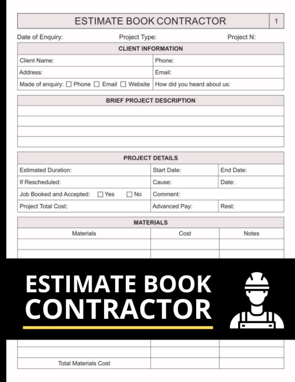 Estimate Book Contractor: Job Estimate Quote Record With Client ...