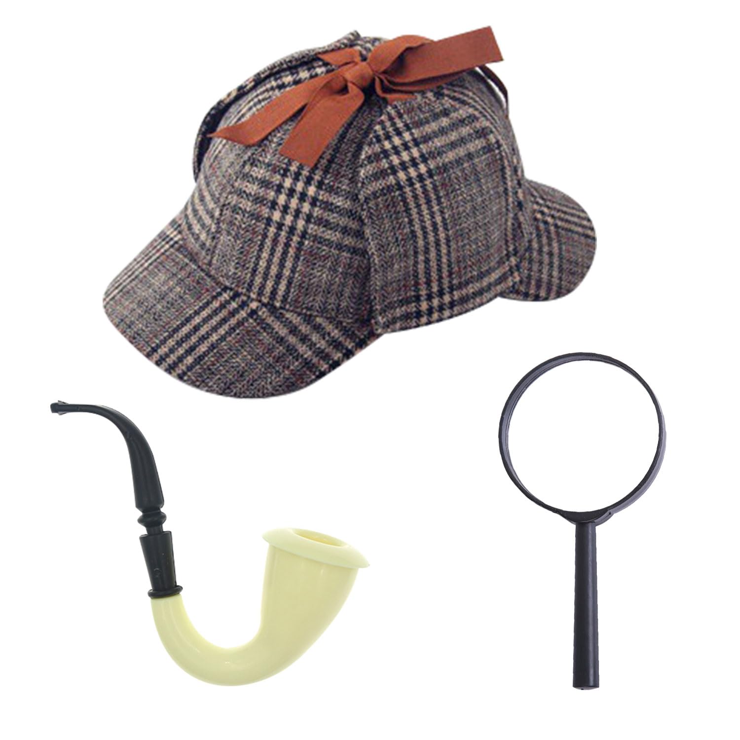 RmKbe 3pcs Sherlock Holmes Fancy Dress Accessory Set Deerstalker Hat ...