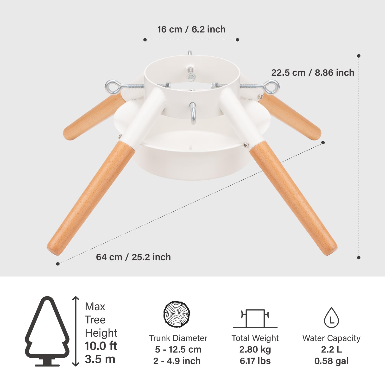 White Christmas Tree Stand Metal Xmas Tree Base Holder Stand for 10ft ...