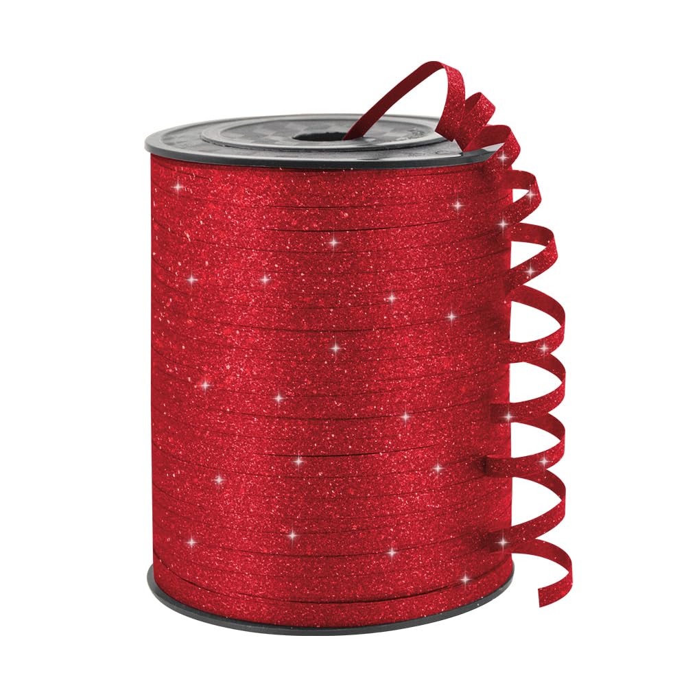 Amazon.com: Red Glitter Curling Ribbon, 1/5" Wide x 500 Yards Christmas ...