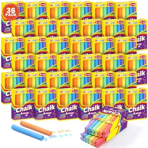 Amazon.com: 432 Count Colored Chalk, 36 Packs Color Chalk Bulk, Bulk ...