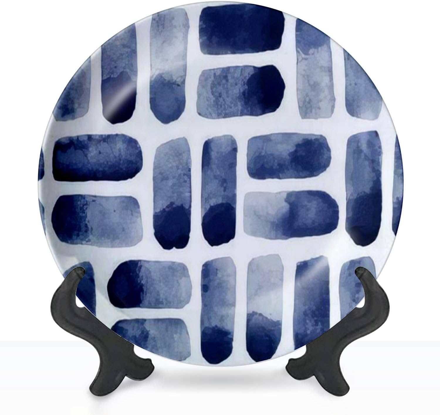 Amazon.com: DISAOODANK Decorative Plates Dark Navy Blue Watercolor ...