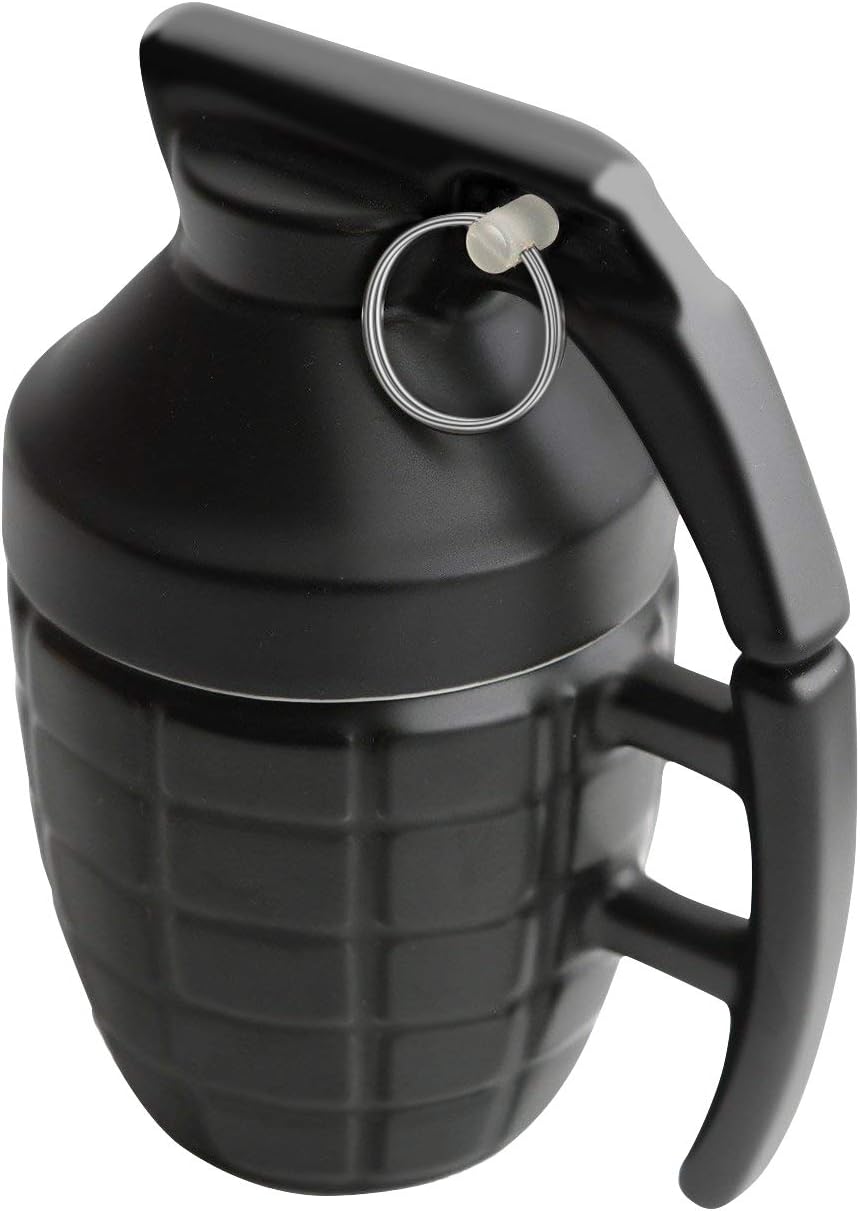 Adkwse 280ML Ceramic Grenade Mug Coffee Cup with Lid, Black : Amazon.co ...
