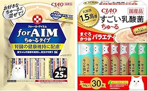 Amazon.co.jp: 【セット買い】CIAO (チャオ) for AIM ちゅ~る アミノ酸S18ちゅ~るタイプ 25本 + CIAO (チャオ) すごい乳酸菌ちゅ~る まぐろ・かつお ...