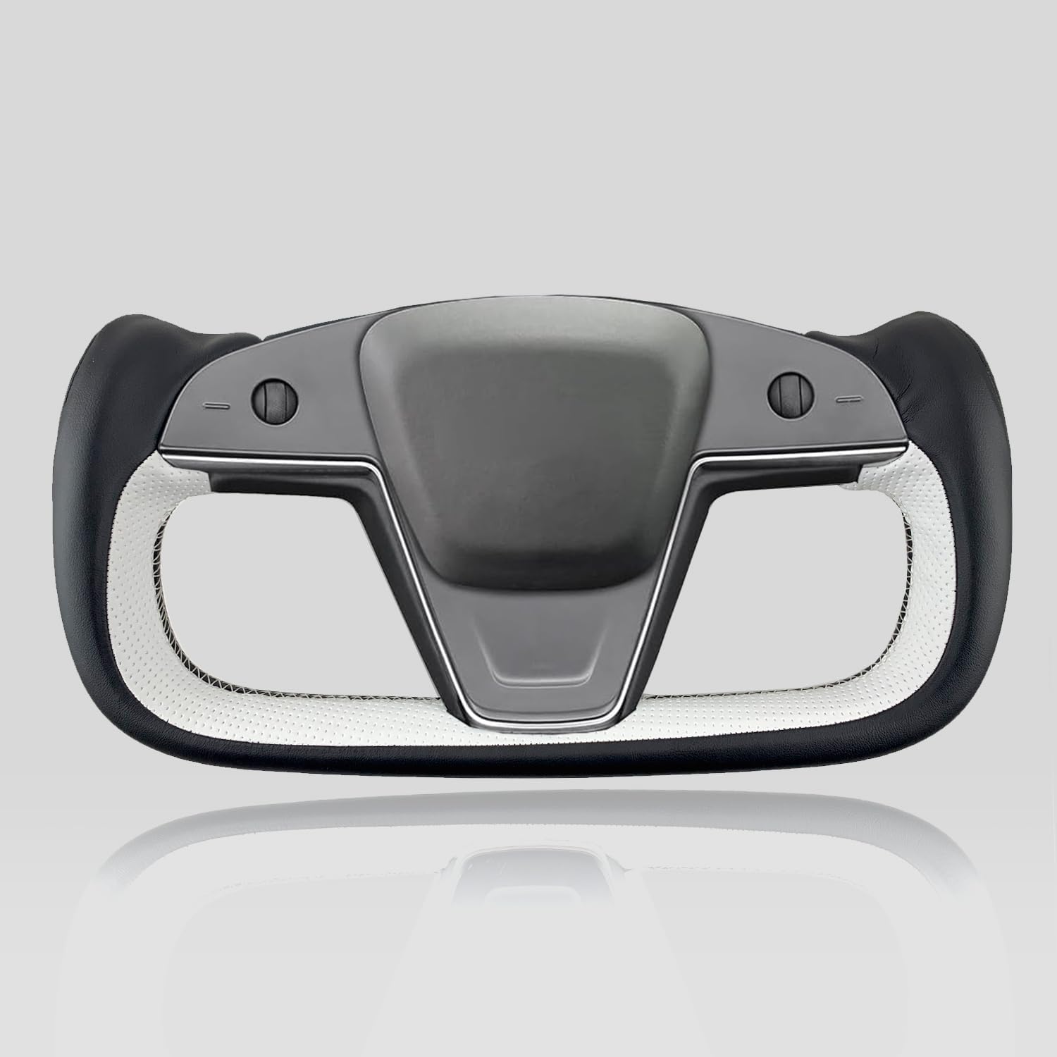 Amazon.com: White/Black Perforated Leather Auto Yoke Steering Wheel ...