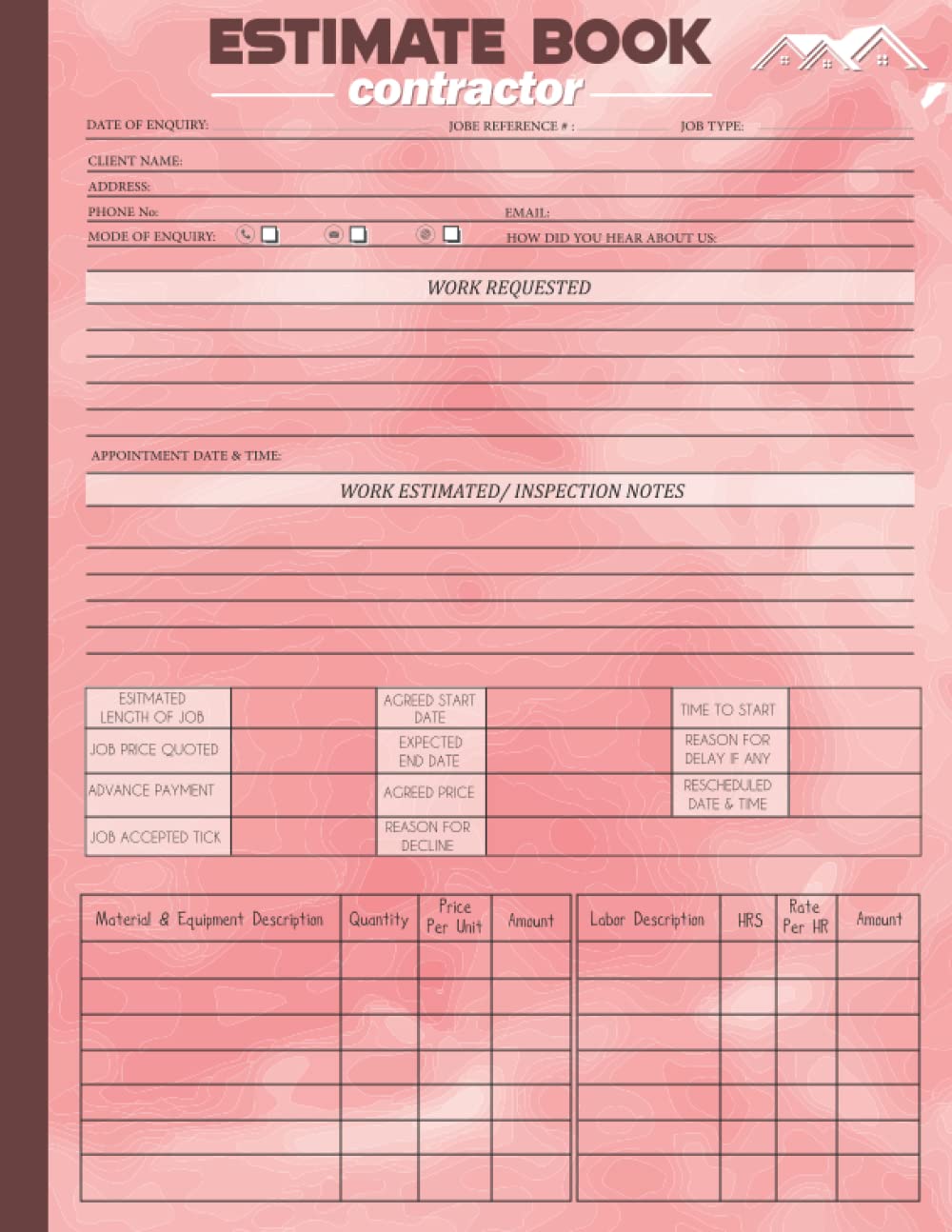 Buy Estimate Book Contractor: Estimate Book to record 55 Jobs includes ...