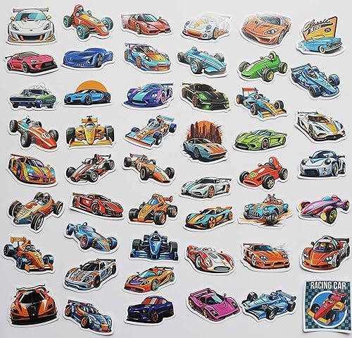 Amazon.com: Childrens Car Stickers Toy Car Toy Vehicles Racing Racecar ...