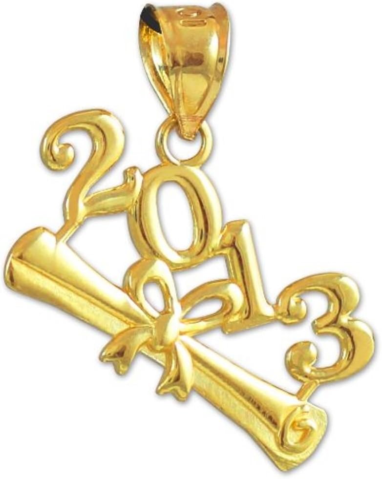 Amazon.com: 10K Yellow Gold 2013 Class Diploma Charm Graduation Pendant ...