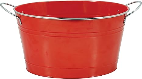 Amazon.com: Twine Big Red Ice Bucket - Galvanized Metal Drink Beverage ...