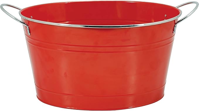 Amazon.com: Twine Big Red Ice Bucket - Galvanized Metal Drink Beverage ...