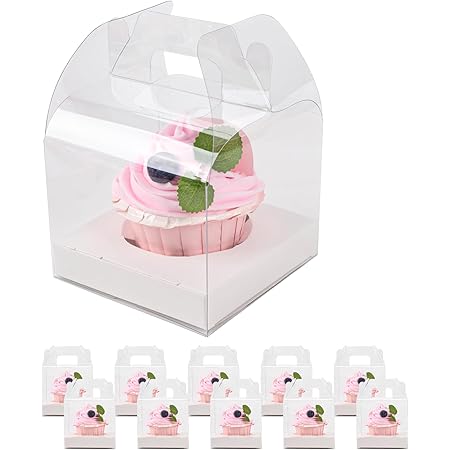 Amazon.com: LOKQING 12 PCS Individual Cupcake Containers Single Cupcake ...