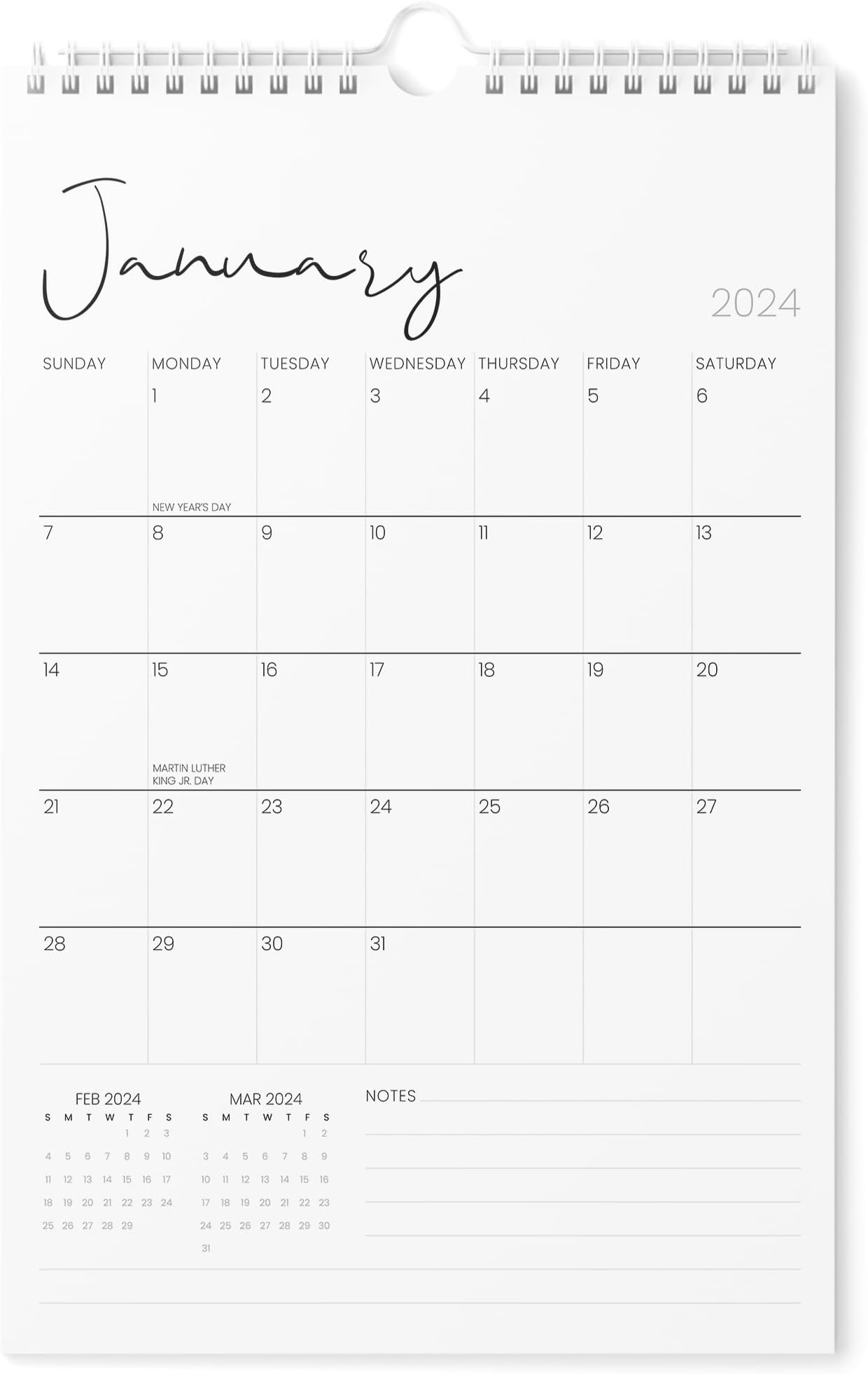 Amazon.com: Calendar 2024 - Vertical 11x17 2024 Wall Calendar Runs ...