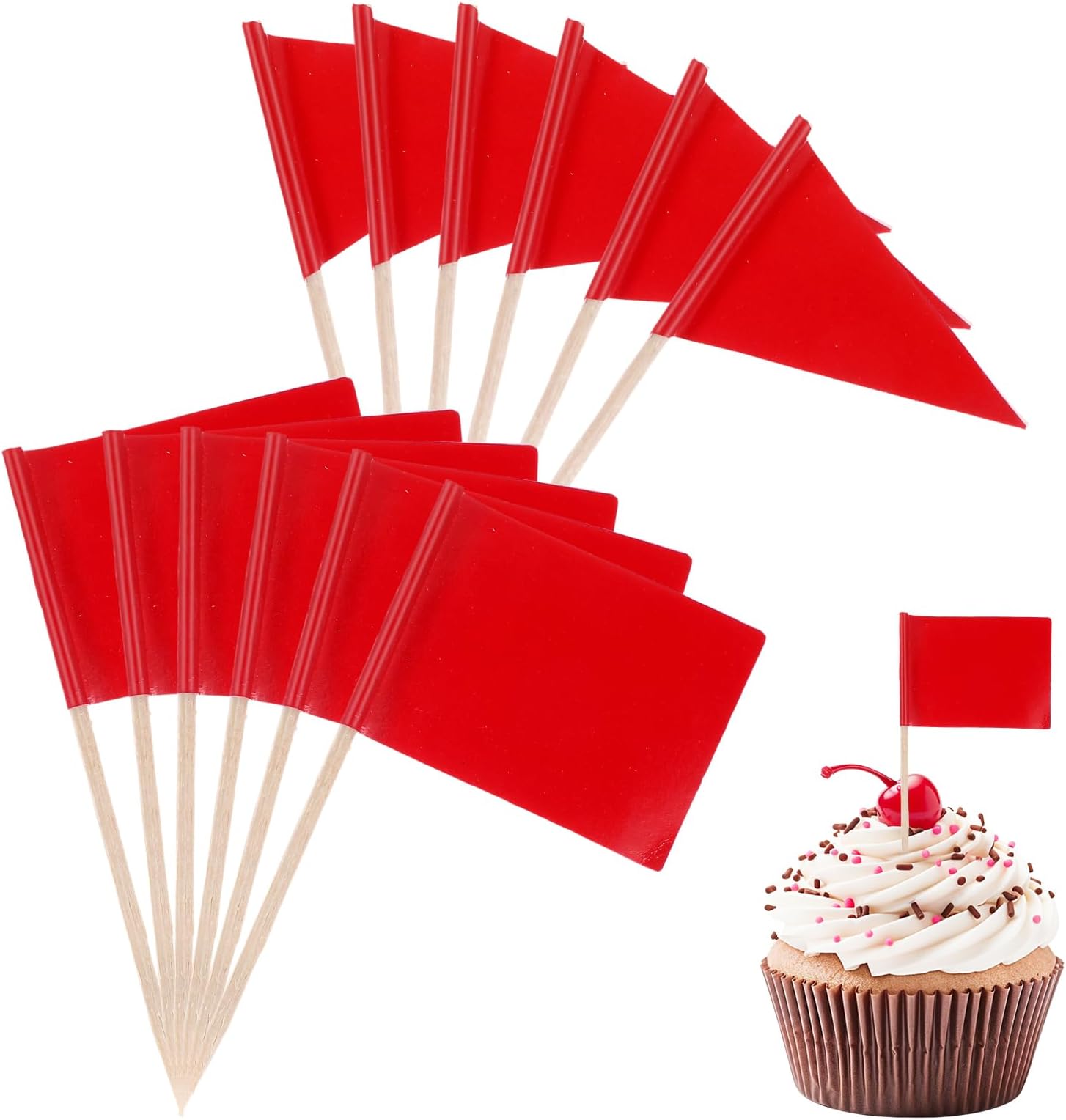 Amazon.com | Red Toothpick Flags,100 Pcs Mini Small Solid Red Golf ...