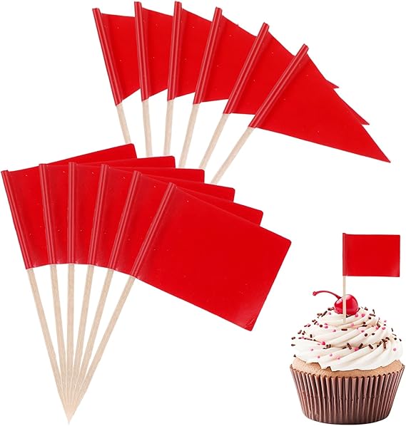 Amazon.com | Red Toothpick Flags,100 Pcs Mini Small Solid Red Golf ...