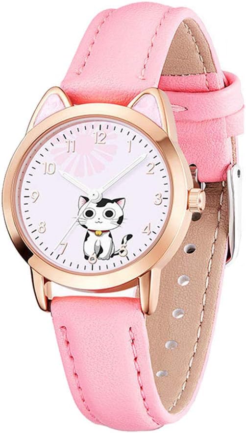 iplusmile Girls Cat Ear Shaped Watch Children Luminous Cartoon Watches ...