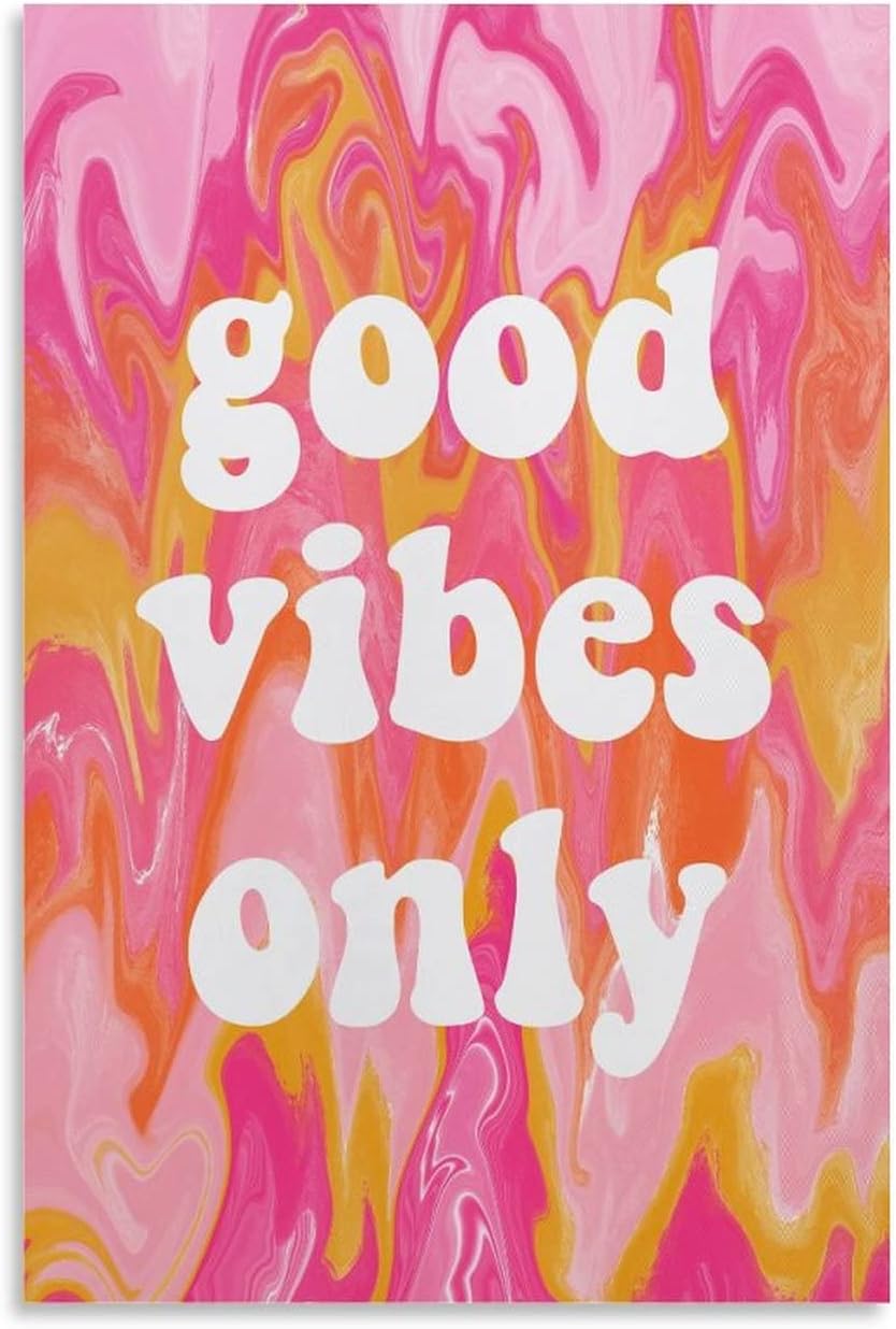 Amazon.com: Good Vibes Only Pink Yellow Orange Funky Home Decor Wall ...