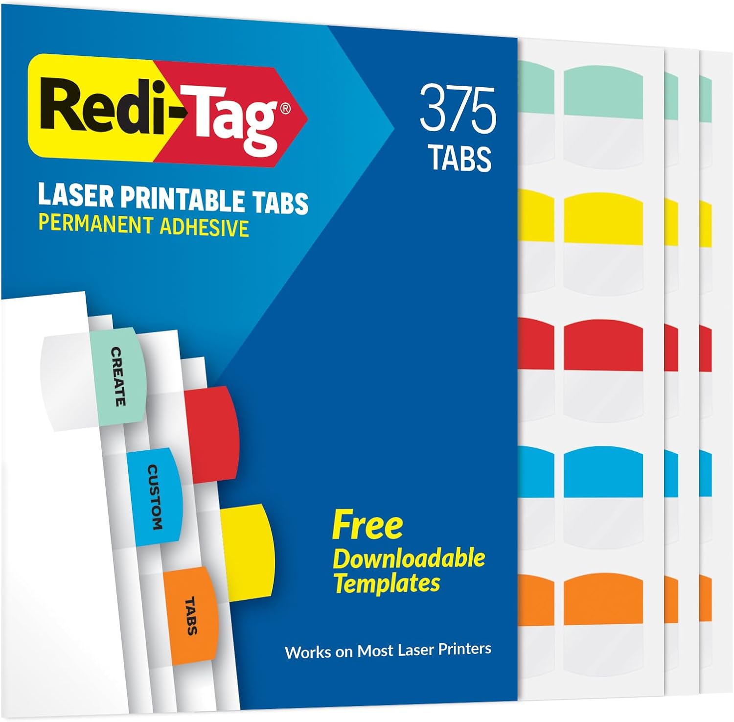 Amazon.com : Redi-Tag Laser Printable Tabs, Permanent Index Tabs ...