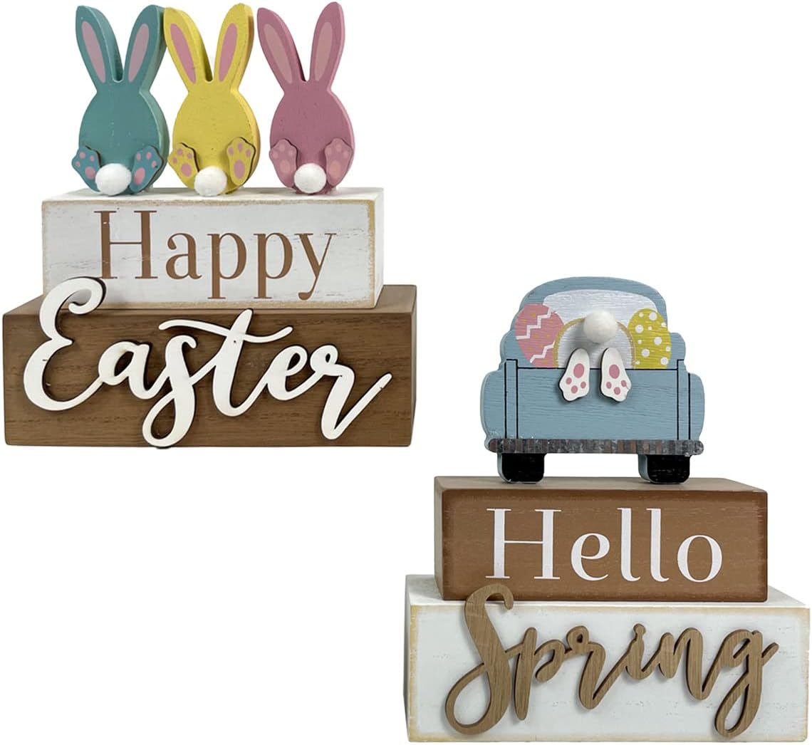 Amazon.com: Treory Easter Decorations for the Home: 5pcs Easter Bunny ...