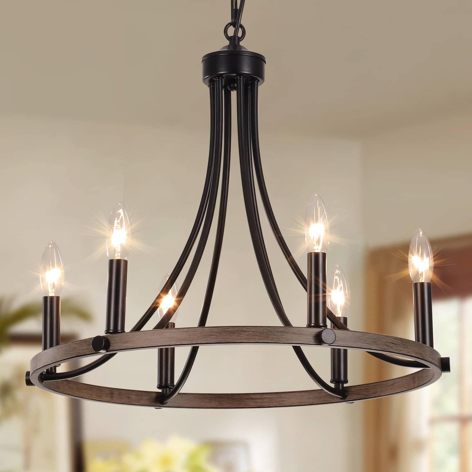 BAOURE 80-Light 2 Tier Black Wagon Wheel Chandelier, Extra Large ...