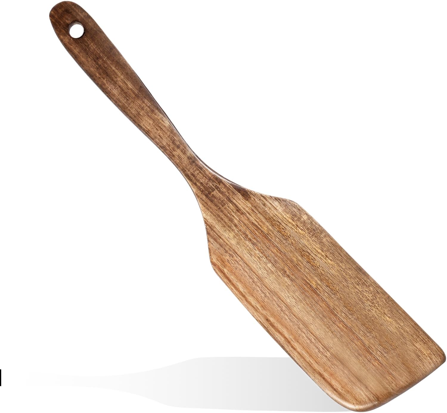 Amazon.com: Wooden Spatula for Cooking Long Handle Flat Frying Spatula ...