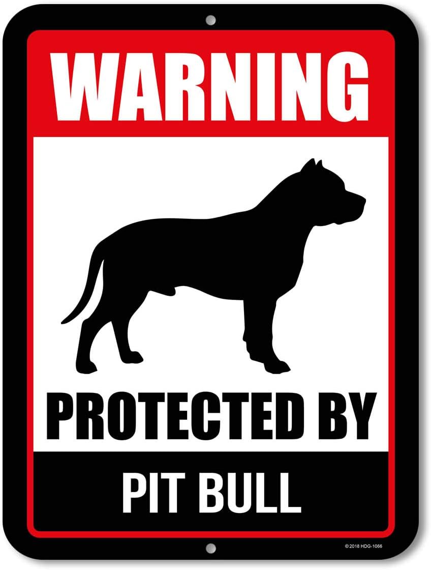 Pitbull Sign Warning Protected By Pit Bull 9 x 12 Inch Beware of Dog ...