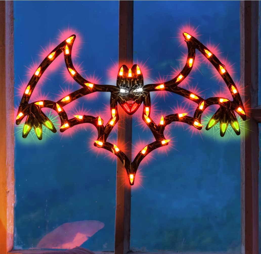 Amazon.com: JUSTPRO 13.3" Lighted Bat Halloween Window Silhouette ...