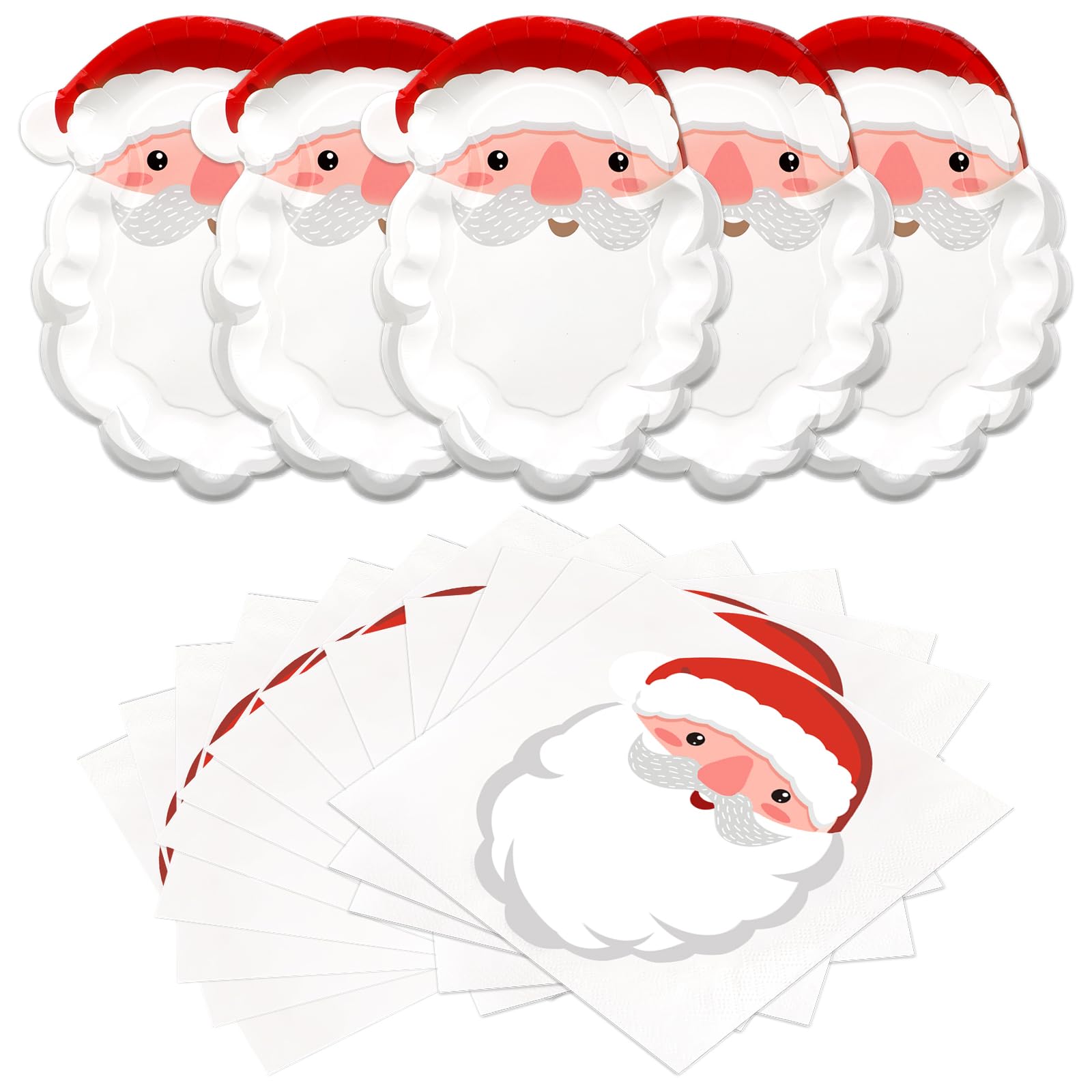 Sliner 200 Pcs Christmas Santa Paper Plates Set 60 Santa Shaped Plates ...