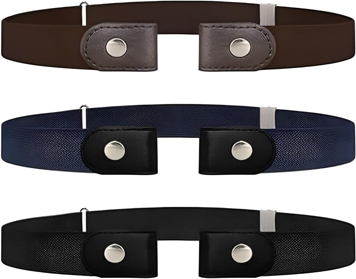 Pack of 3 belts without buckle for children, adjustable stretch belt ...