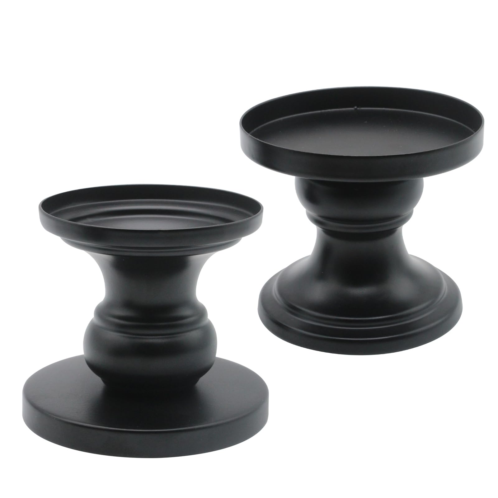 Lxoraziy Set of 2 Matte Black Candle Holders, Double -sided Candle Holders for Taper Candles ...