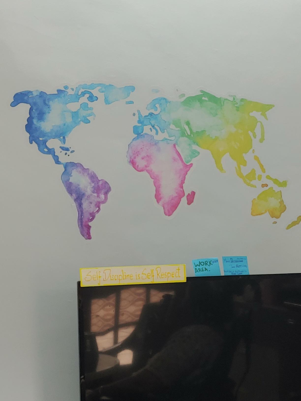 100Yellow ® Vinyl PVC World Map Wall Sticker (90 x 60 cm, Black ...