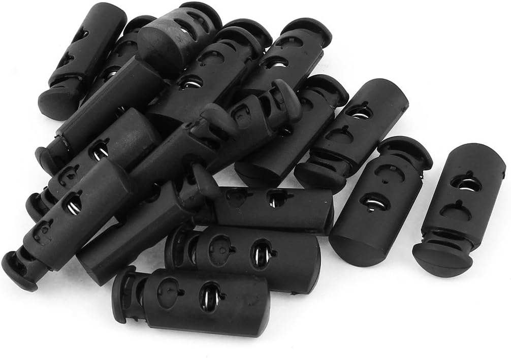 uxcell 20 x Plastic Double Hole 7mm Dia Cylindrical Spring Stopper Cord ...
