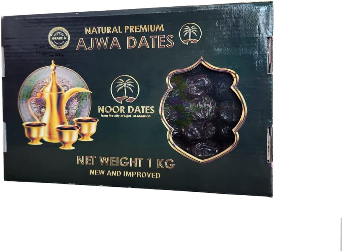 NoorDates Premium Quality Ajwa Dates - 1kg Soft Dry Medium Sized Dates ...