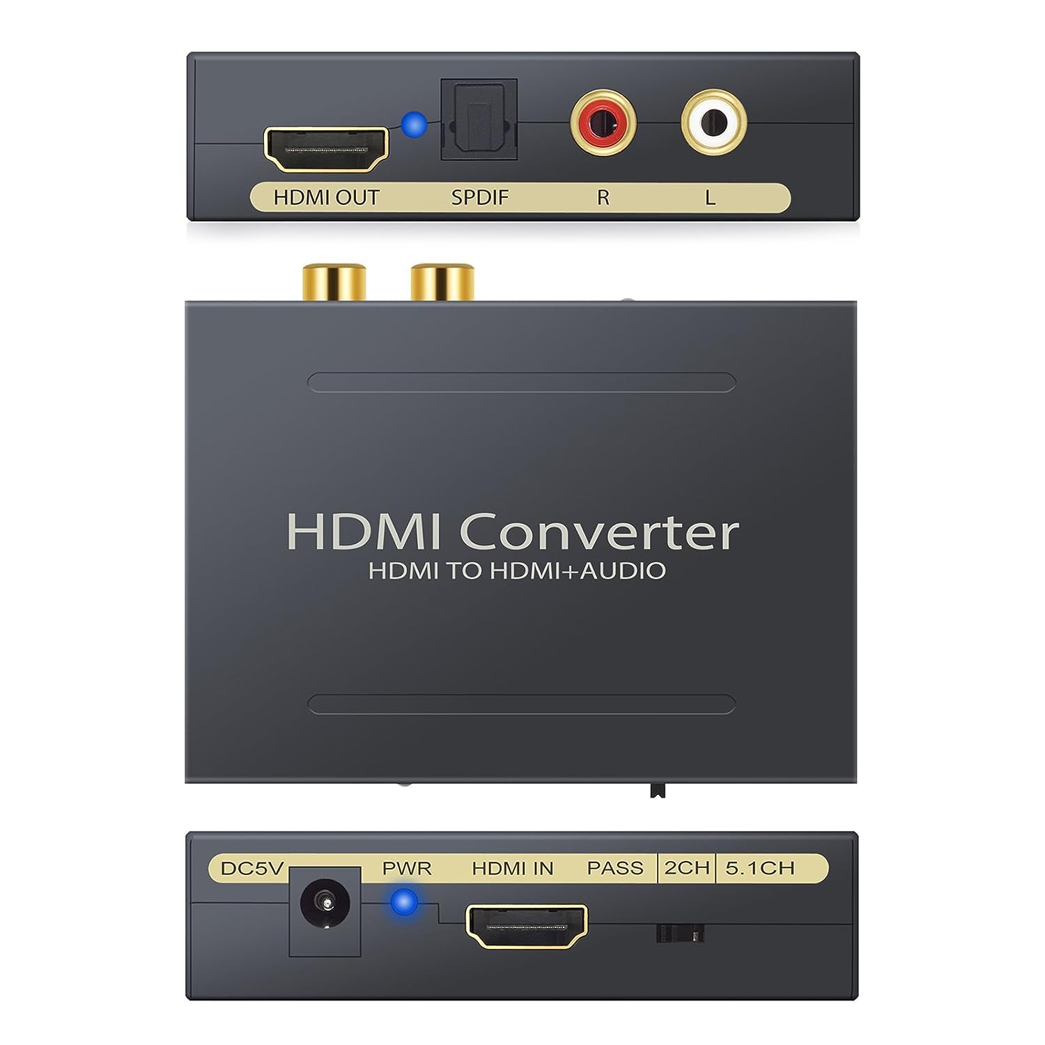 VOOCME HDMI Audio Extractor to Optical Spdif Toslink Converter + Video ...