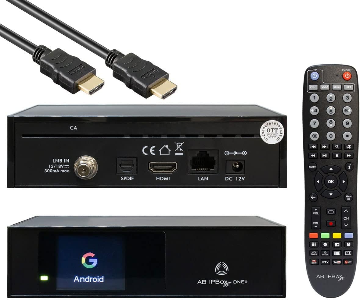 AB IPBox ONE 4K UHD Android 8.0 Récepteur satellite satellite DVB-S2X, HDR10, HLG, double bande ...