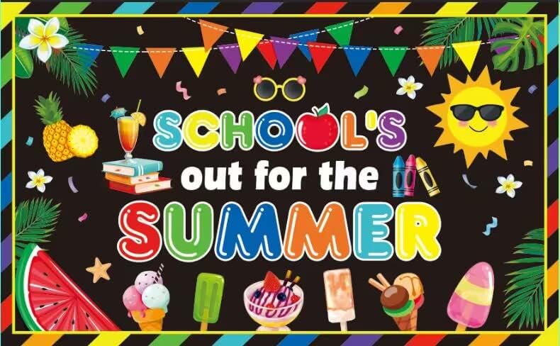 Amazon.com : PTFNY School's Out for The Summer Backdrop Banner End of ...