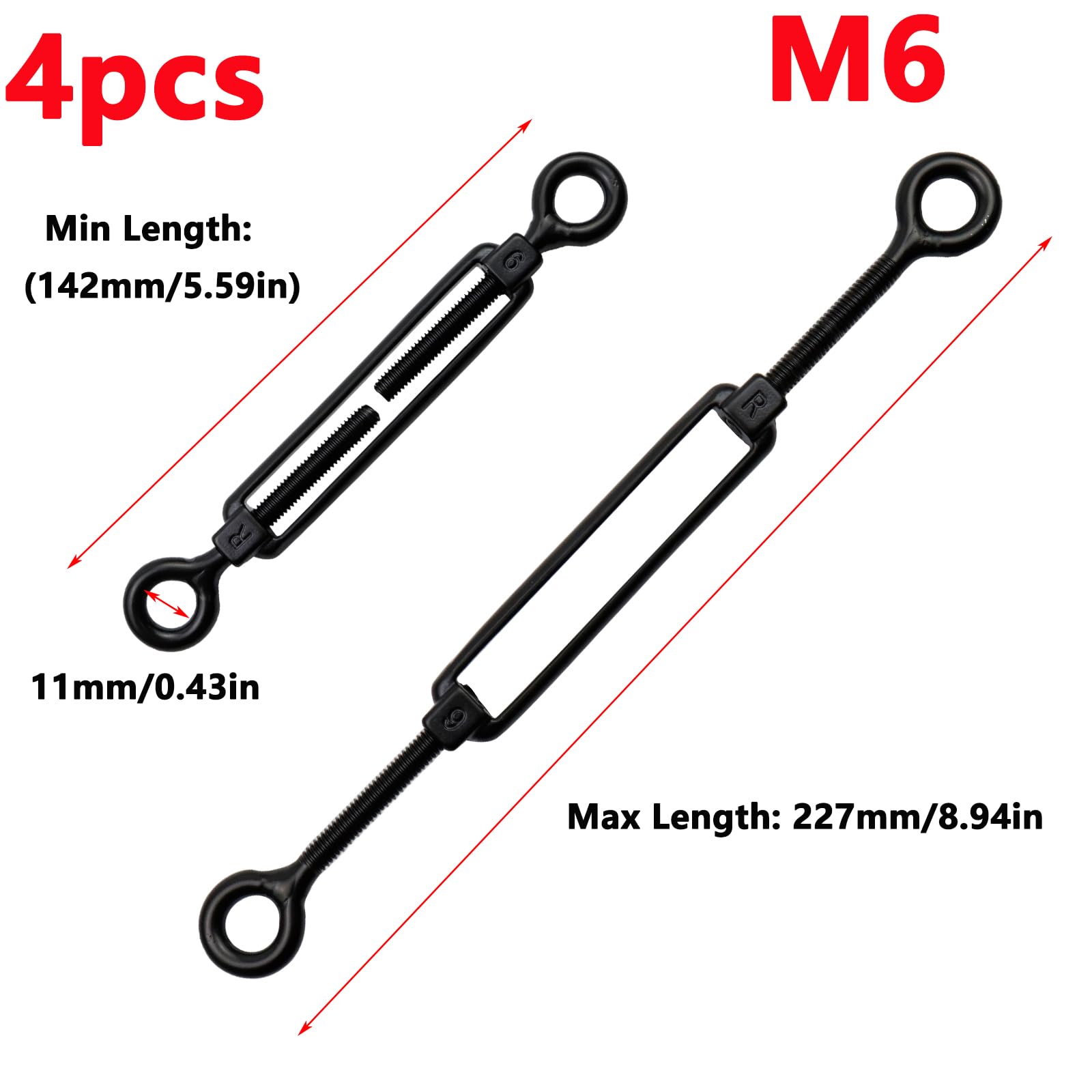 Snapklik.com : M6 Turnbuckle Eye And Eye,4Pcs M6 304 Stainless Steel ...