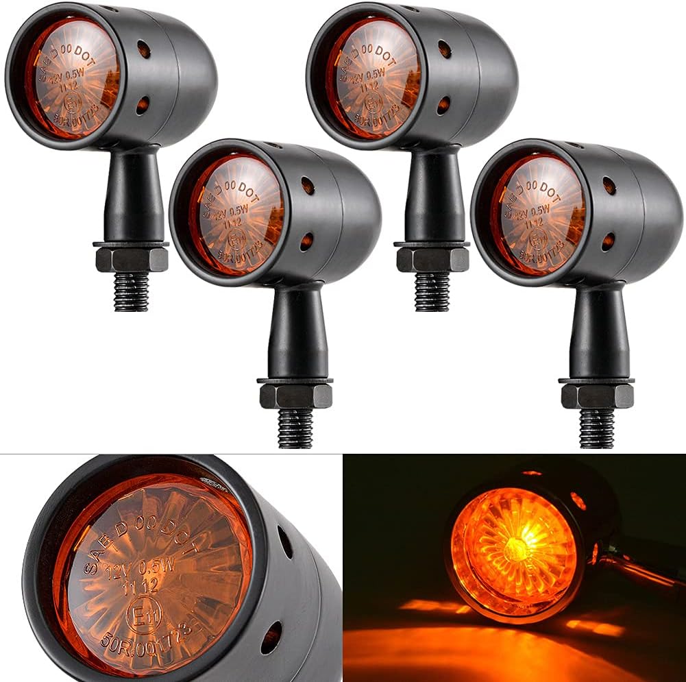 NATGIC Indicatori di Direzione per Moto Alloggiamento in Alluminio Nero ...